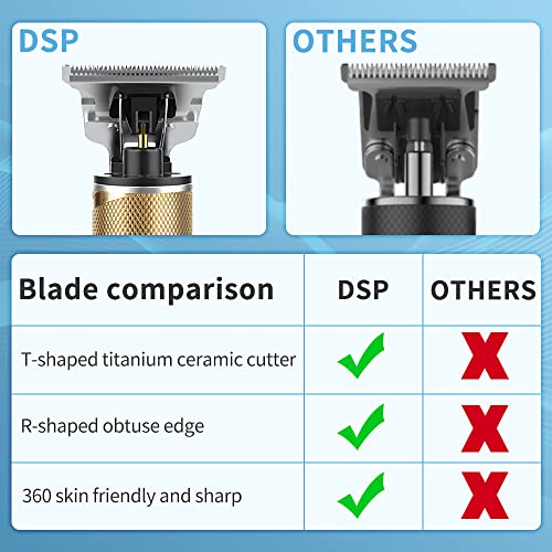 DSP Electric Beard Trimmer for Men Hair Clippers for Hair Cutting Barber Clippers Máquina De Afeitar para Hombre Wireless T Trimmer Hair Clippers with Guide Combs (Gold)