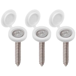 glvaner m4 (80 pcs) white color collated screws caps hinged screw cover caps with 20 pcs #8 x 1-1/4" (4.2 x 32mm) flat head wood screws stainless steel 304 (18-8) for tv or furnitures