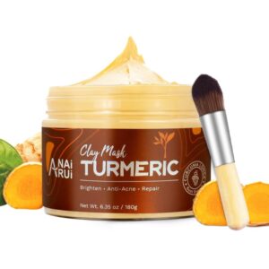 anai rui turmeric clay mask, vitamin c facial mask with turmeric & kaolin clay, cleasning mask for acne, pores, radiant & smooth skin, 6.35 oz