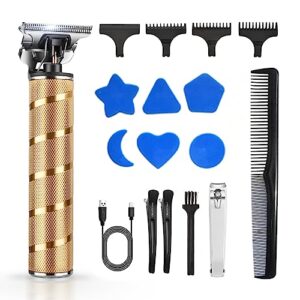 dsp electric beard trimmer for men hair clippers for hair cutting barber clippers máquina de afeitar para hombre wireless t trimmer hair clippers with guide combs (gold)