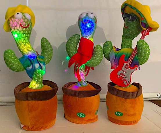 gdTechA Dancing Cactus Toy, TikTok Singing Toy, Lighted Toy, Electronic Repeating Voice for Kids, Cactus Plant Plush, Pets Wriggle Toy, Holiday Mimicking Toy for Kids (Hawaii Style)