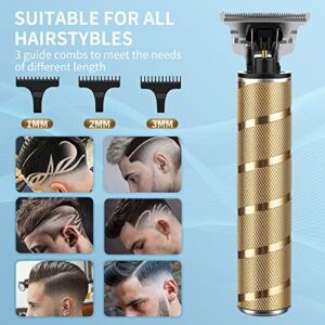 DSP Electric Beard Trimmer for Men Hair Clippers for Hair Cutting Barber Clippers Máquina De Afeitar para Hombre Wireless T Trimmer Hair Clippers with Guide Combs (Gold)