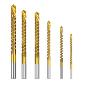 hemoton cobalt drill bit hss twist drill bits- 6pcs 3-8mm serrated grooving cutting carpenter side cutting tap spiral drill bit woodworking wood metal plastic hole holesaw tool drill bit set