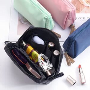 MAANGE Small Makeup Bag 2Pcs Travel Makeup Pouch Portable Double Zippers Storage Travel Small Cosmetic Bag for Women and Girls(Pink+Blue)