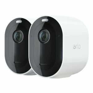 arlo vmc2230-100nar essential spotlight wireless camera (2 pack) 1080p video, color night vision, 2 way audio, direct to wifi no hub needed – certified refurbished, white (renewed)