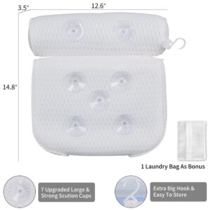 Bathtub Pillow, Bath Accessories for Women, Luxury Bath Pillows for Tub with 4D Air Mesh Technology, Ergonomic Comfort Spa Bath Pillows for Tub Neck and Back Support Extra Thick, Soft & Quick Dry