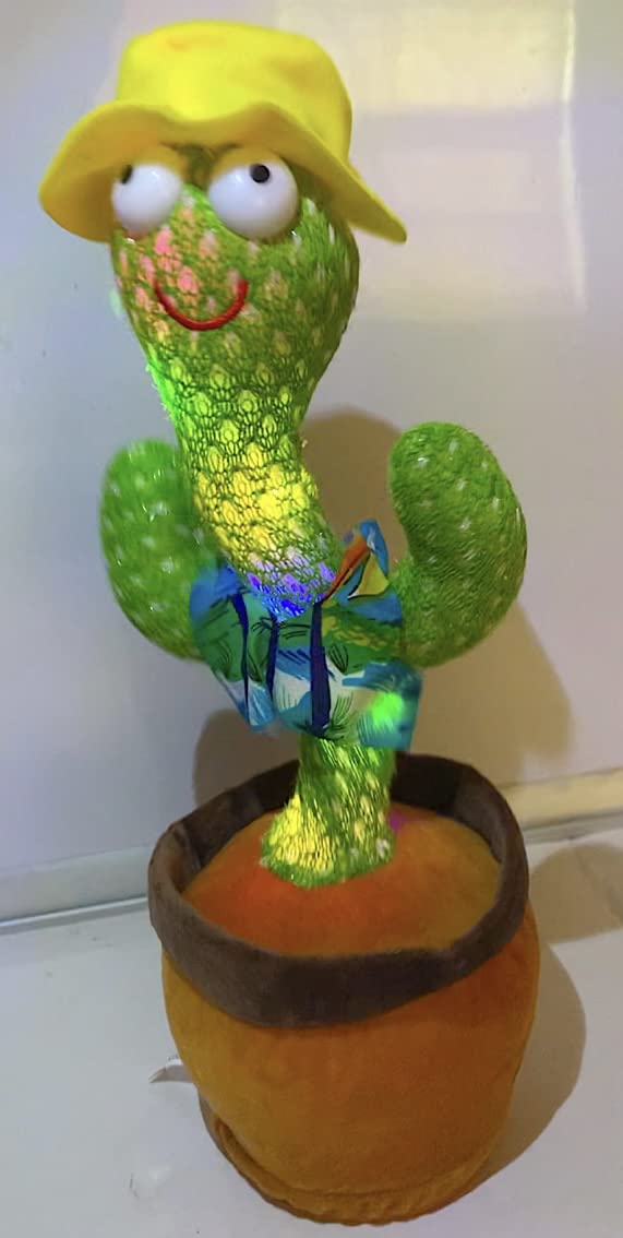 gdTechA Dancing Cactus Toy, TikTok Singing Toy, Lighted Toy, Electronic Repeating Voice for Kids, Cactus Plant Plush, Pets Wriggle Toy, Holiday Mimicking Toy for Kids (Hawaii Style)