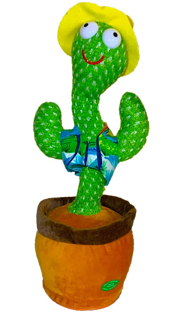 gdTechA Dancing Cactus Toy, TikTok Singing Toy, Lighted Toy, Electronic Repeating Voice for Kids, Cactus Plant Plush, Pets Wriggle Toy, Holiday Mimicking Toy for Kids (Hawaii Style)