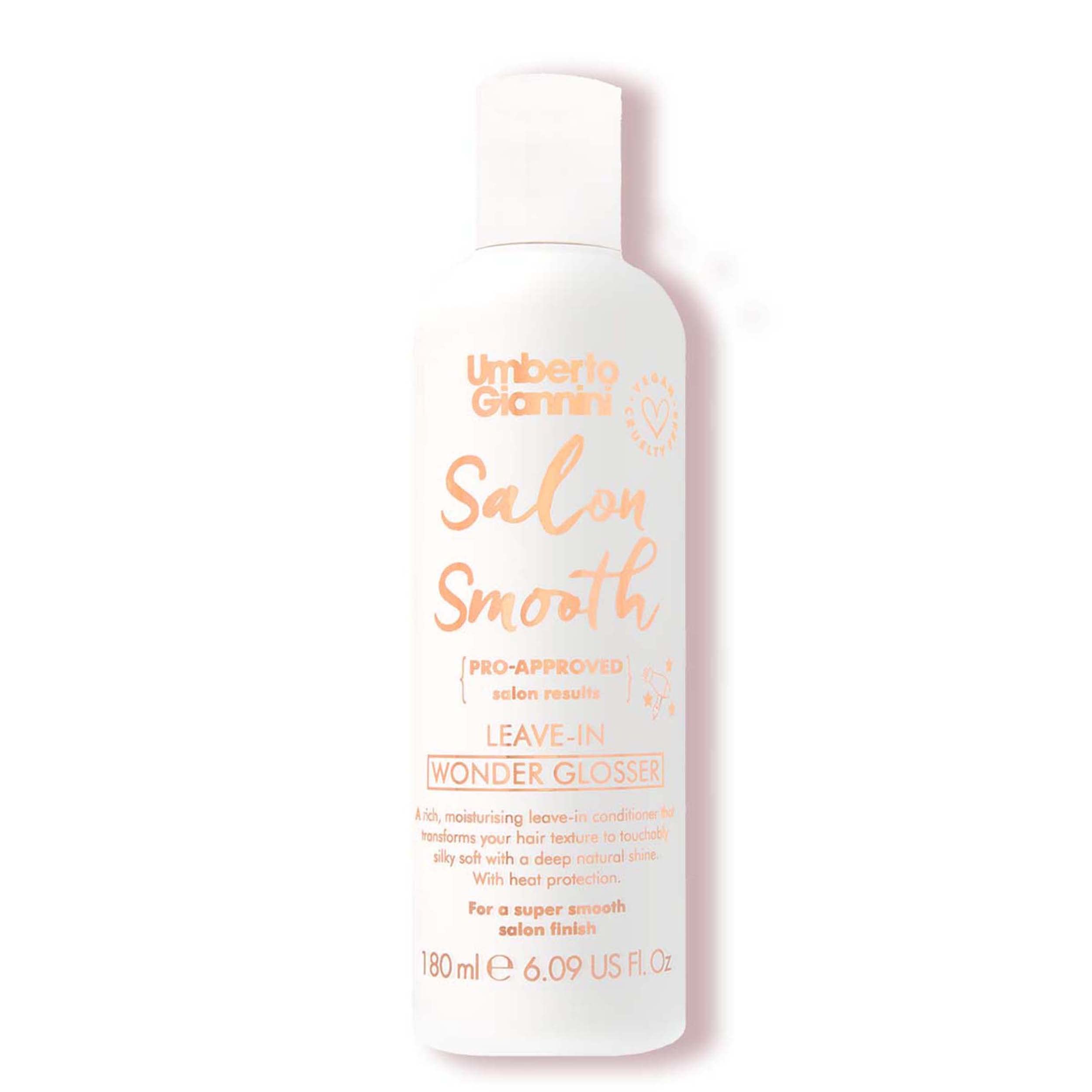 Umberto Giannini Salon Smooth Wonder Glosser - Lightweight Leave In Conditioner Hair Treatment with Heat Protection - Creates Shine & Reduces Frizz for Straight, Curly and Wavy Hair 6.09 fl OZ