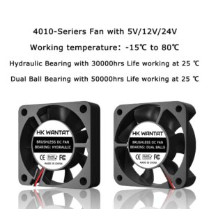 3Pcs HKWANTAT Dual Ball Bearings Brushless DC Cooling 40mm Fan 24v 4010 40x40x10mm 2-Pin