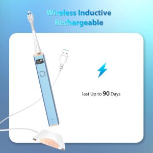 FOSOO Sonic Electric Toothbrushes for Adults, Toothbrushes Electric Rechargeable with 90 Days Battery Life,38000vpm,3 Modes,2 Min Smart Timer,OLED Display,Metal Cover w 3 Colors Optional (Blue)