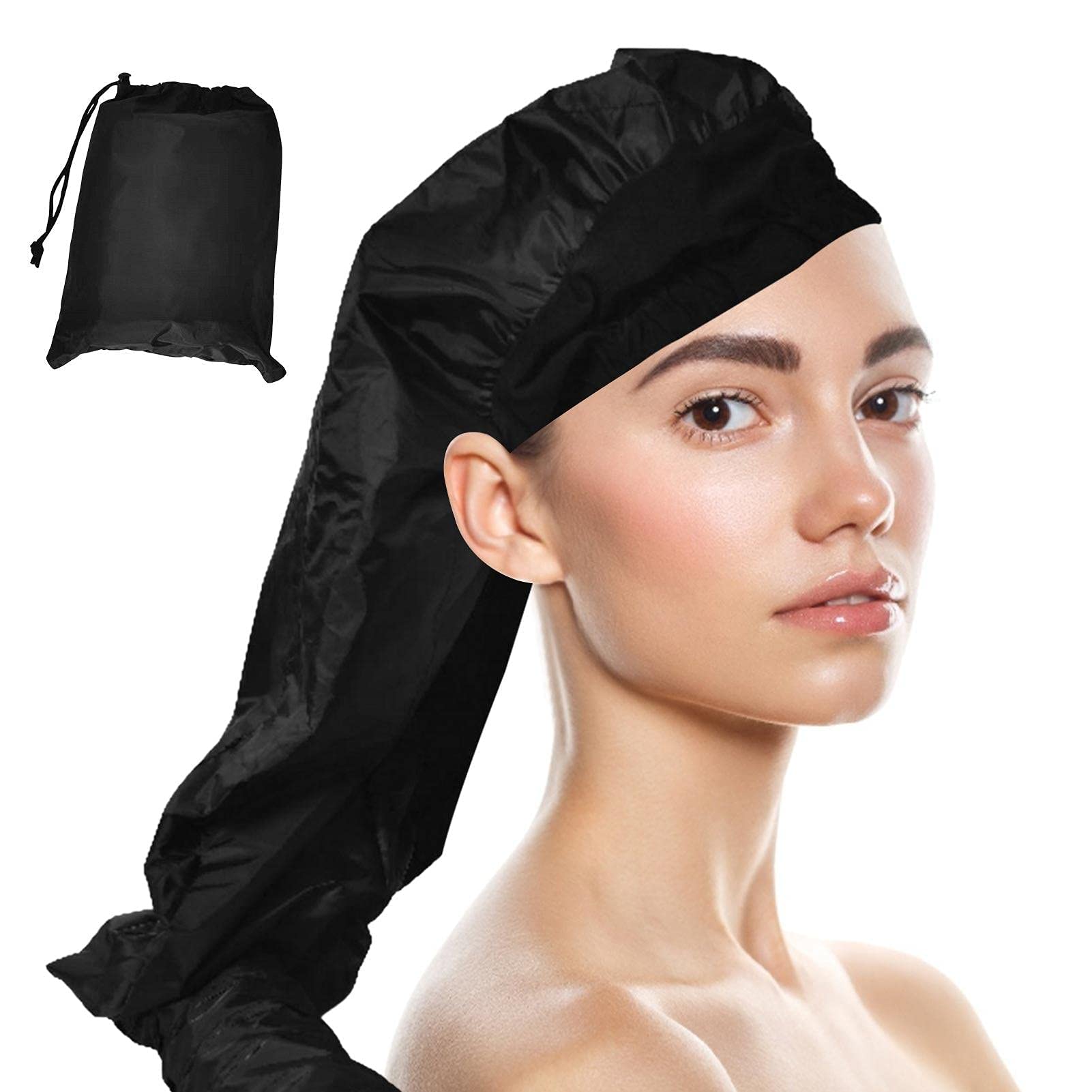 ZJING Soft Bonnet Hood Hairdryer Attachment That Reduces Heat Around Ears and Neck to Enjoy Long Sessions - Used for Hair Styling, Deep Conditioning and Hair Drying (Black)