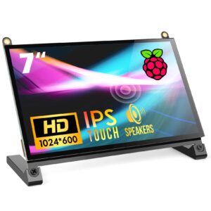 norsmic raspberry pi screen, 7 inch monitor, ips hd 1024×600, responsive capacitive touch,dual built-in speakers,hdmi input,compatible with various devices and os,easy assembly,driver free