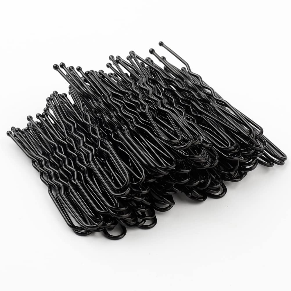 200Pcs 2.4 & 2 Inchs U Shaped Hair Pins Bun Hair Pins Bun Bobby Pins With Storage Box for Women Girls and Hairdressing Salon (Black)