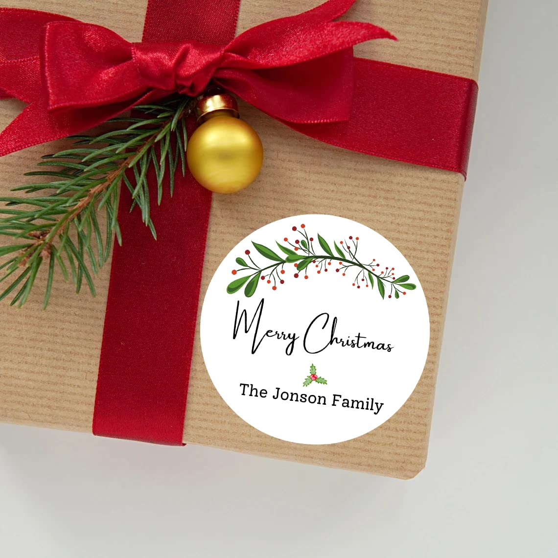 NCTY Personalized Merry Christmas Stickers - Custom Round Favor Stickers-Christmas Gift Wrap Labels-Gift Name Labels (Pattern 6)