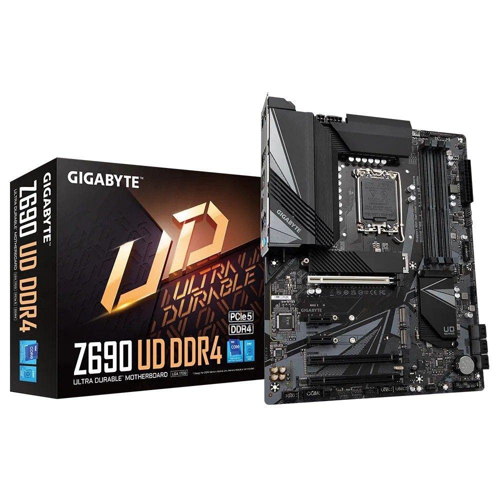 Gigabyte Z690 UD DDR4 ATX Motherboard - Supports 12th Gen Intel Core Processors (LGA 1700), DDR4-5333MHz(OC) Memory, 2.5GbE LAN, 1x PCIe 5.0 x16 Slot, 3X NVMe PCIe 4.0 x4 M.2 & USB 3.2 Gen 2x2 Type-C