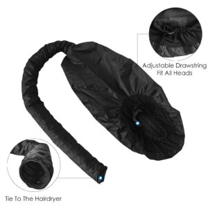 ZJING Soft Bonnet Hood Hairdryer Attachment That Reduces Heat Around Ears and Neck to Enjoy Long Sessions - Used for Hair Styling, Deep Conditioning and Hair Drying (Black)