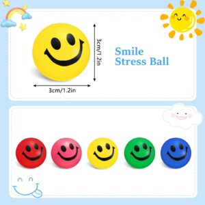 100 Pieces Smile Face Stress Balls for Kids and Adults Funny Stress Ball Foam Soft Colored Smile Ball Toys for Relief Stress Anxiety(Vivid Color)