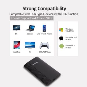 fanxiang P105 External Solid State Drive USB 3.2 Gen2, 1TB SSD External Hard Drive with C to A and C to C Cables, Portable SSD Compatible with PC/Mac/Android/Game Consoles(Black)