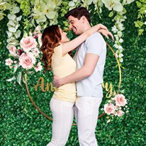 Ticuenicoa 7x5ft Green Grass Wall Floral Happy Anniversary Backdrop for Flower Love Cheers to 10 Years 50th Wedding Birthday Party Supplies Decorations Banner Photo Booth Props Gifts Background