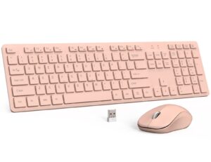 wireless keyboard and mouse combo, 2.4g usb quiet silent wireless mouse keyboard combo for computer, laptop, pc, desktops, monitor by deeliva (pink)