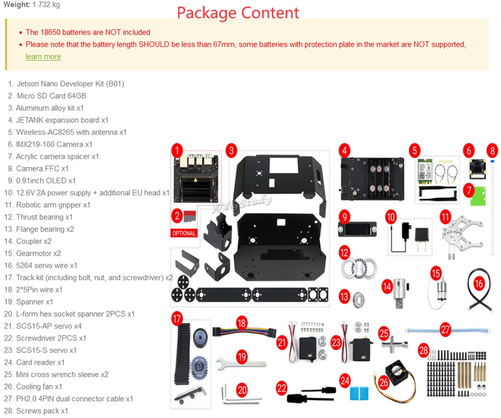 JETANK AI Kit for Jetson Nano Developer Kit (B01) to Build Smart AI Tracked Mobile Vision Robot with IMX219 Camera Sensor Dual-Band Wireless WiFi Bluetooth Monitor Motion Color Detection @XYGStudy