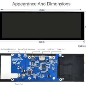 FunElec Waveshare 7.9inch Capacitive Touch Display HDMI LCD for Raspberry Pi 4 / 3B+ 3A+ Zero 2 W/Jetson Nano 400×1280 Monitor Supports Raspbian Windows 11/10/ 8.1/8, Driver Free (7.9inch LCD)