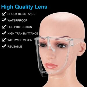 PROTECTOR 5 Pack Safety Face Shields,Ultra Clear Protective Full Face Shield to Protect Eyes, Nose, Mouth - Reusable Anti-Fog Transparent PET Plastic, Goggles