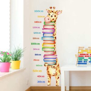 boodecal 24.4 inch x 57 inch giraffe books cute animal cartoon version growth chart for kids height chart ruler wall decor for measuring kids boys girls wall decals stickers for children room nursery