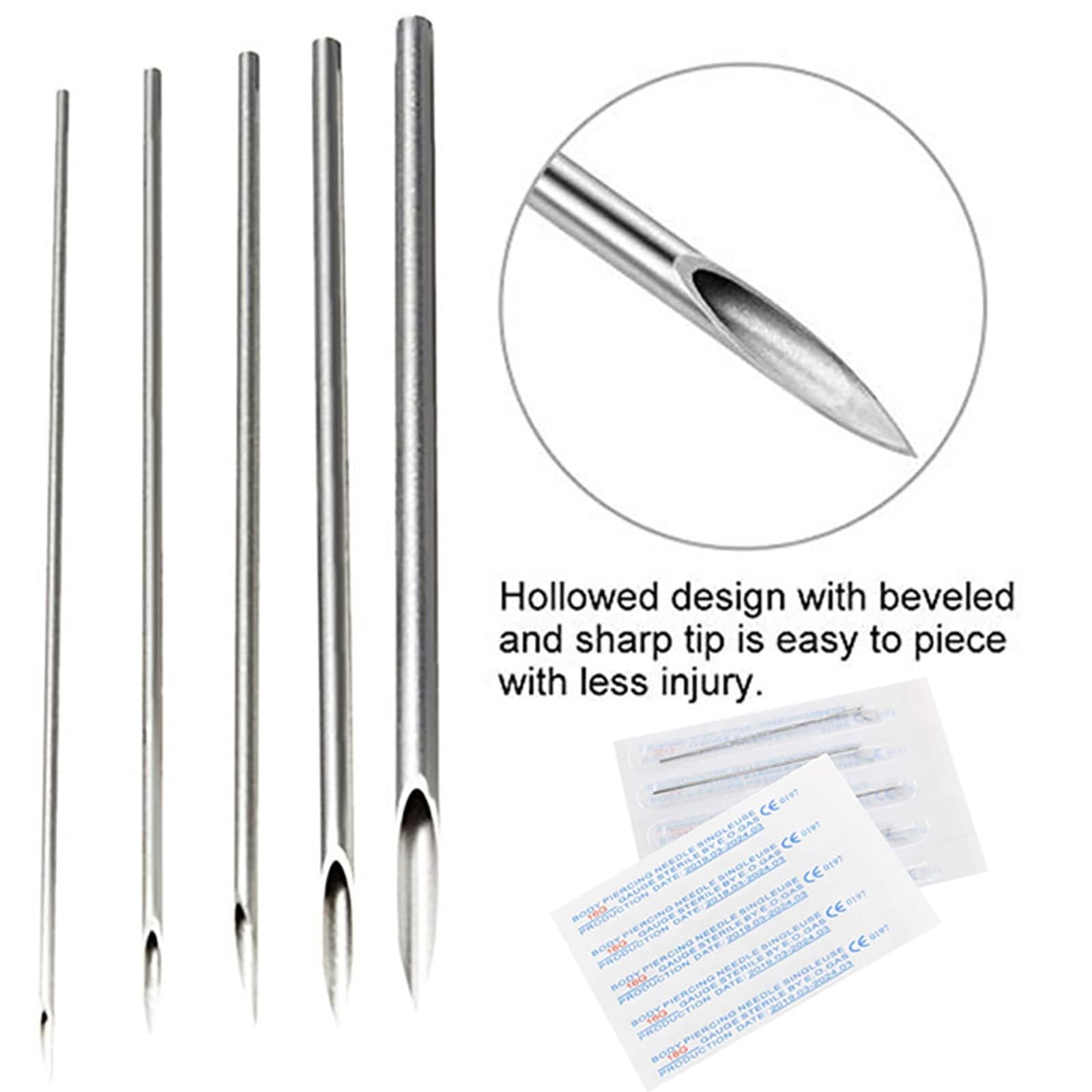 prgislew Ear Nose Piercing Needles - 50Pcs Mixed Piercing Needles 12G 14G 16G 18G and 20G Hollow Needles for Piercing Ear Nose Navel Nipple Lip Piercing Kits Piercing Tools Piercing Supplies