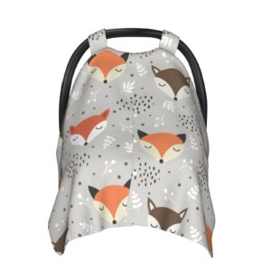 rutiea cute forest fox seamless pattern car seat cover for babies, peekaboo opening minky carseat canopy stroller cover for newborn, mom nursing breastfeeding covers, blanket for infant toddler