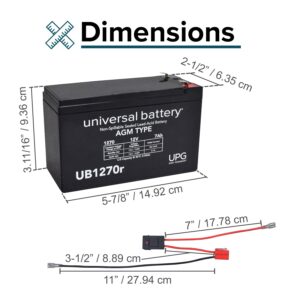 AlveyTech 12V 7 Ah Replacement Battery with Harness for Rollplay Nighthawk Kid Ride-On Toy - 12 Volt 7 Amp Hour Sealed Lead Acid (SLA) Batteries for Kids Electric Power Toy Car, Plug N Play Parts