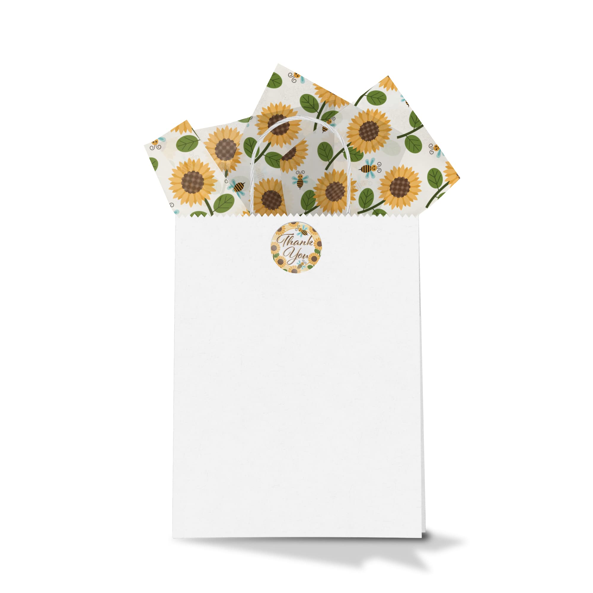 1.5" Sunflower and Bees Thank You Stickers - Sunflower Stickers - Thank You Labels for Favors - Packing Stickers - Small Business Thank You Stickers Rolls | 500 Pcs