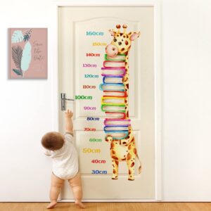 Boodecal 24.4 inch x 57 inch Giraffe Books Cute Animal Cartoon Version Growth Chart for Kids Height Chart Ruler Wall Decor for Measuring Kids Boys Girls Wall Decals Stickers for Children Room Nursery