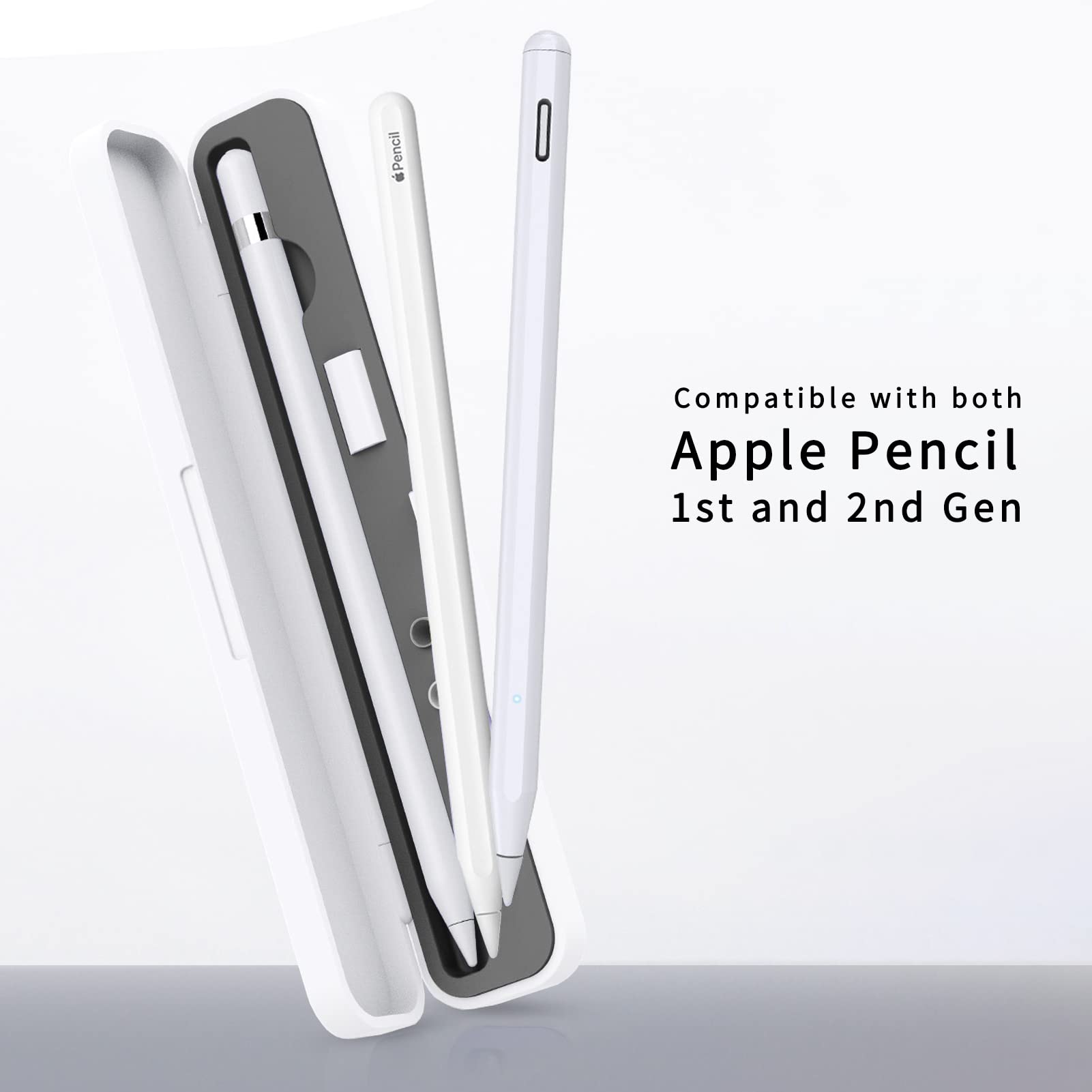 Homelove Carrying Case Compatible with Apple Pencil 1st and 2nd Generation,[Apple Pen Accessories Case] Compact Protective Pencil Case for Apple Pencil 1st/2nd Gen,White with Grey Inner Liner