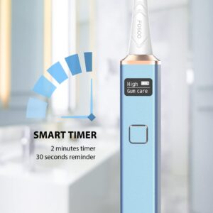 FOSOO Sonic Electric Toothbrushes for Adults, Toothbrushes Electric Rechargeable with 90 Days Battery Life,38000vpm,3 Modes,2 Min Smart Timer,OLED Display,Metal Cover w 3 Colors Optional (Blue)