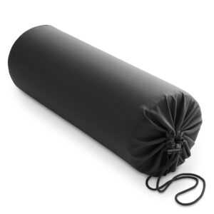 saloniture microfiber cylinder pillow case cover for massage table bolsters - 30 x 9 inch with drawstring closure, black