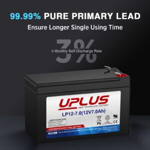 UPLUS 12V 7Ah Battery, SLA Rechargeable Battery for Security Alarm, Home Fire, Garage Doors, Razor E200 E200S E300 E300S MX350 MX400 Dirt Rocket Electric Dirt Bike, Replace ml7-12, EXP-1270