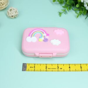 Vewye Baby Tooth Box Kids Keepsake Organizer Cute Children Tooth Fetal Hair Container with English Mark (Rainbow-Pink)