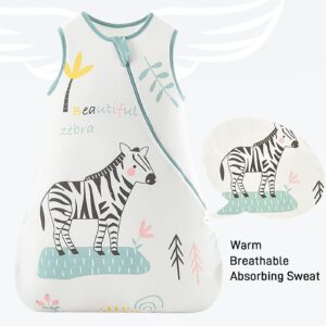 ZIGJOY Baby Winter Sleeping Bag 2.5 TOG Sleeveless Newborn Wearable Blankets with 2-Way Zipper Cotton Sleep Sack Suitable for Baby Girl Boy 0-6 Months