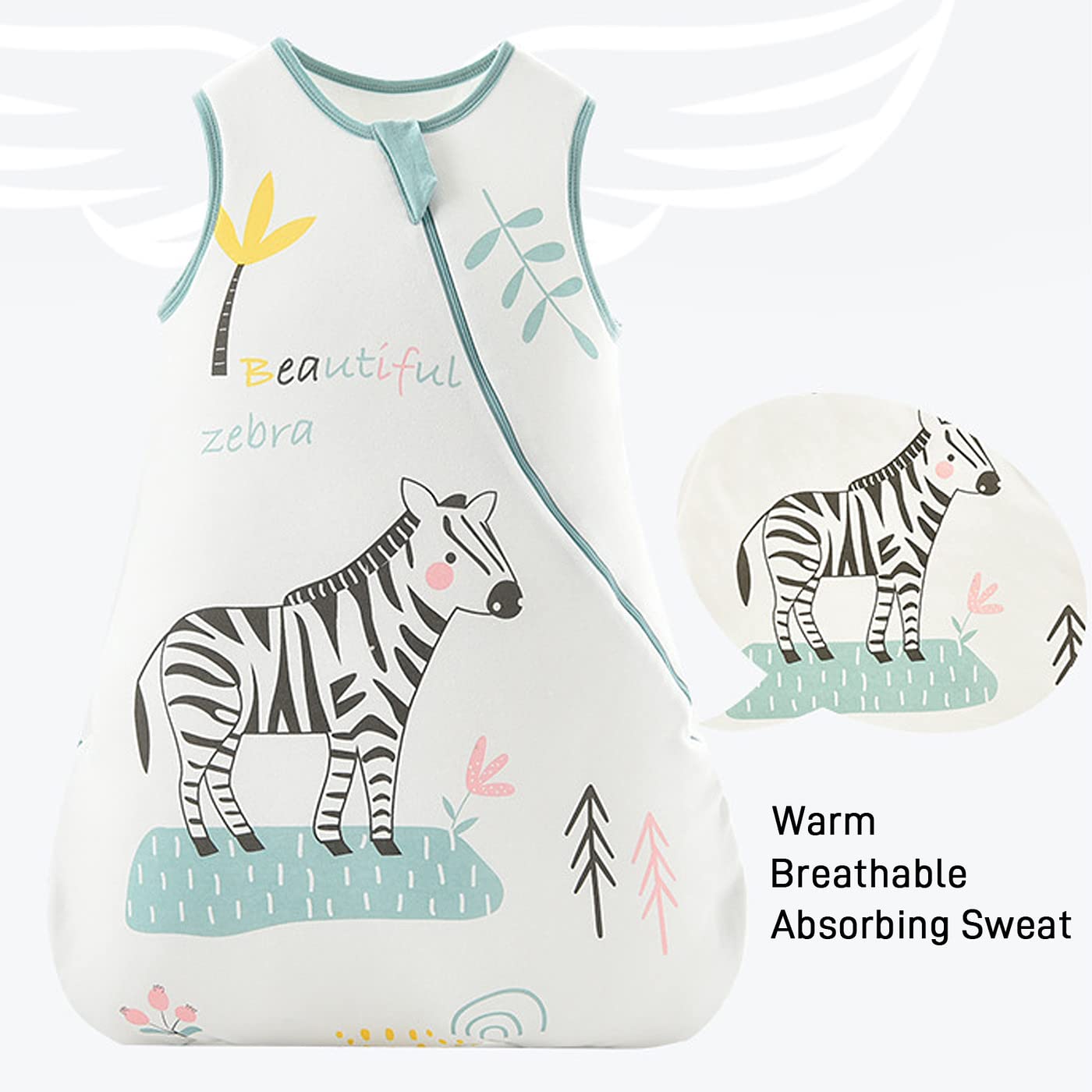 ZIGJOY Baby Winter Sleeping Bag 2.5 TOG Sleeveless Newborn Wearable Blankets with 2-Way Zipper Cotton Sleep Sack Suitable for Baby Girl Boy 0-6 Months