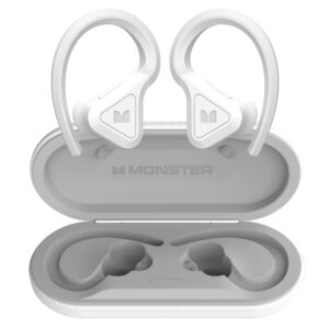 monster dna fit wireless bluetooth earbuds - noise cancelling earbuds with wireless charging case & built-in microphone, water resistant bluetooth headphones & ear buds