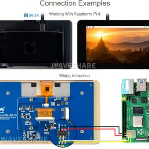 waveshare 7inch DSI LCD with Protection Case, 1024x600 Touch Screen for Raspberry Pi 4 Model B, IPS Display Toughened Glass Capacitive Monitor 5-Points Touch Driver Required