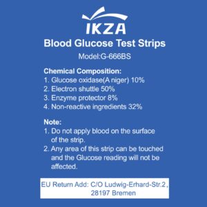 IKZA G-666BS Blood Glucose Test Strips, Include 100 Diabetes Blood Test Strips and 100 Lancets Compatible G-666B, Pain Reduction Design, Glucometer Accessories, Glucose Meter Test Strips for Home Use