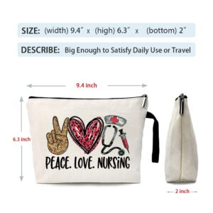 ZHANTUONE Peace Love Nursing Cosmetic Bag, Gift Best Thank You Gift for a Nurse，Nursing School Graduation Gift, Nursing Practitioner Gift, Nursing Teacher Birthday Gift，Gift for Nurse, Christmas gift