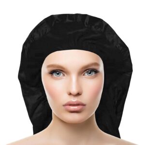 ZJING Soft Bonnet Hood Hairdryer Attachment That Reduces Heat Around Ears and Neck to Enjoy Long Sessions - Used for Hair Styling, Deep Conditioning and Hair Drying (Black)