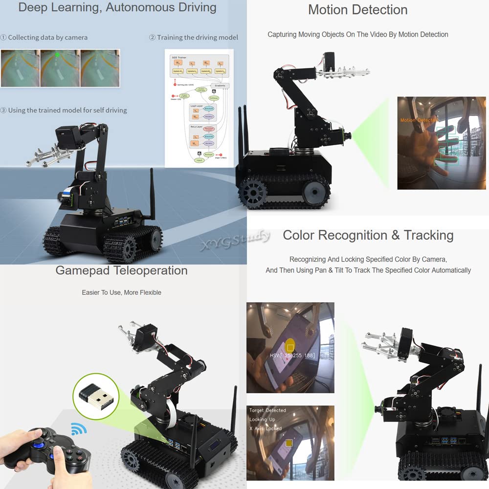 JETANK AI Kit for Jetson Nano Developer Kit (B01) to Build Smart AI Tracked Mobile Vision Robot with IMX219 Camera Sensor Dual-Band Wireless WiFi Bluetooth Monitor Motion Color Detection @XYGStudy