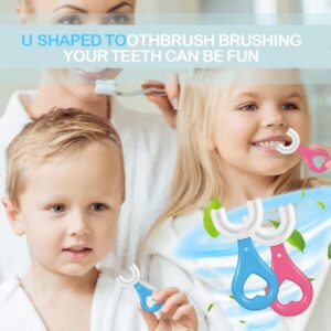 U Shaped Toothbrush Kids,2 Pack U Shaped Toothbrush Kids,Kids u-Shaped Toothbrush Age 2-6,Food Grade Soft Silicone Brush Head ,360 Whole Mouth Toothbrush for Toddlers and Children (S(Ages 2-6))