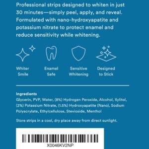 Auraglow Teeth Whitening Strips, Sensitive Whitening Strips, 14 Whitening Treatments, 8% Hydrogen Peroxide with Nano Hydroxyapatite (nHAp) to Reduce Sensitivity and Protect Enamel, 28 Strips, Mint