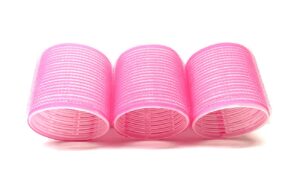 self adhering 2-1/2” anti-static thermal hair rollers - 3 count (pink)